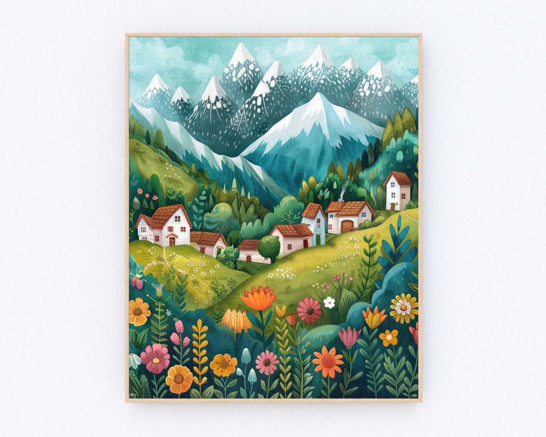 Die Schweiz Malerei Schweizer Alpen Berge Druck Schweizer Landschaft ...