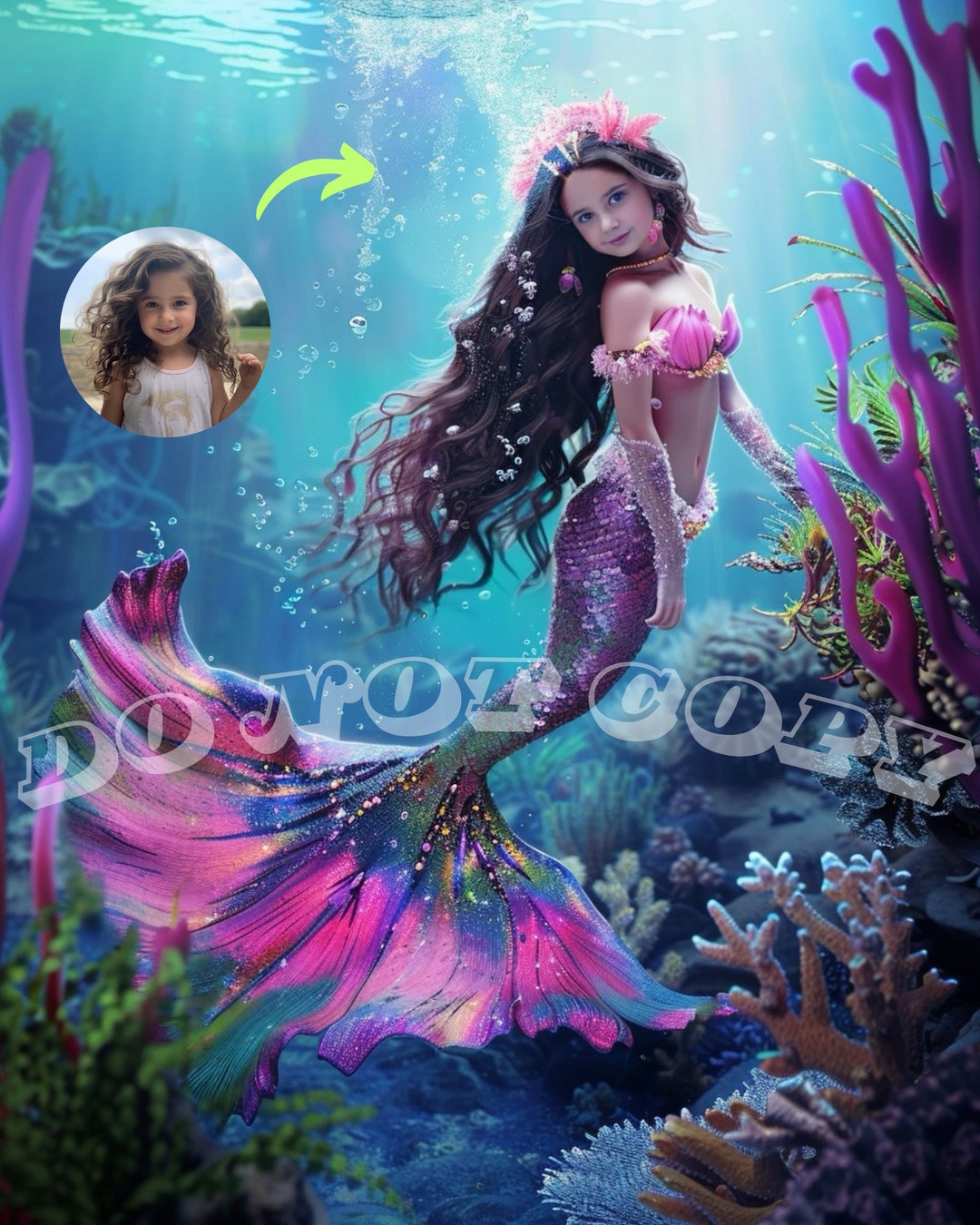 Custom Mermaid Portrait Custom Princess Portrait Mermaid Gifts ...