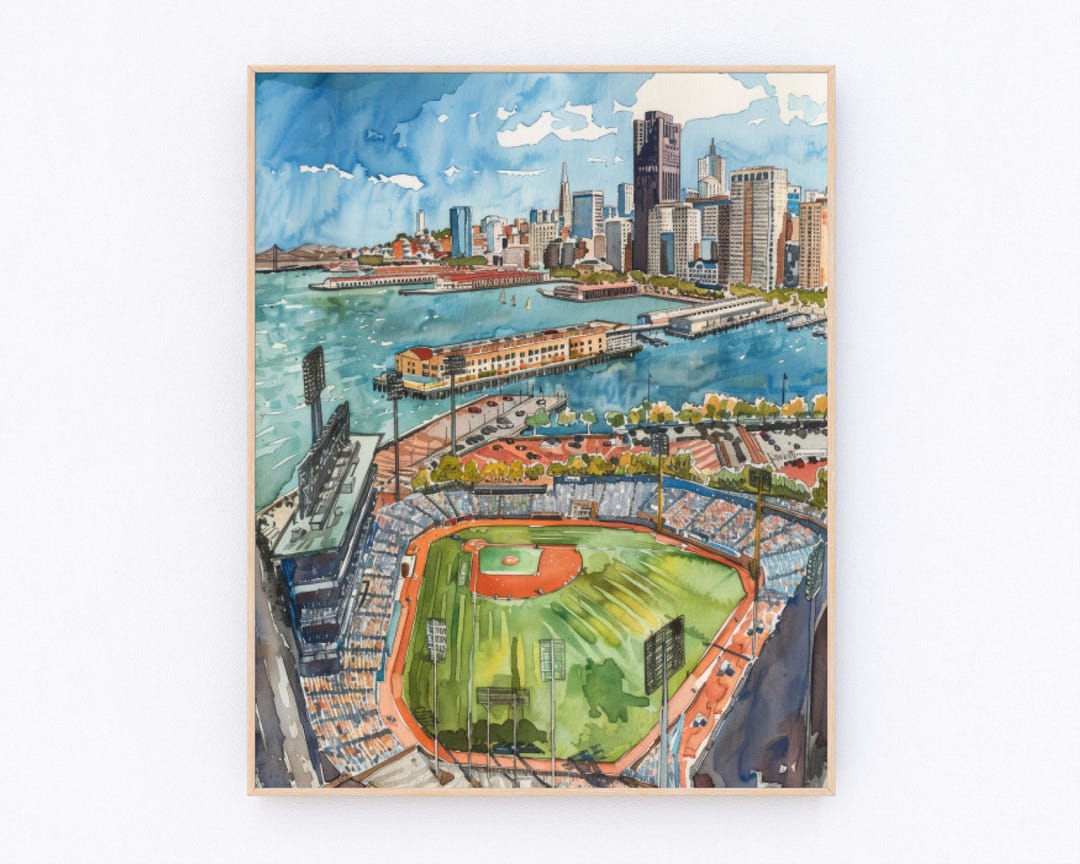 Oracle Park Watercolor Print | San Francisco Giants Baseball Stadium ...