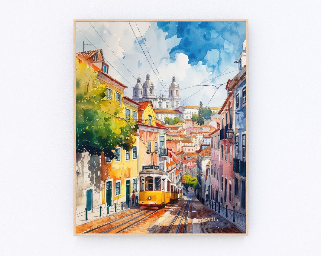 Lisbon Painting Portugal Art Print Lisbon Wall Art Portugal Cityscape ...