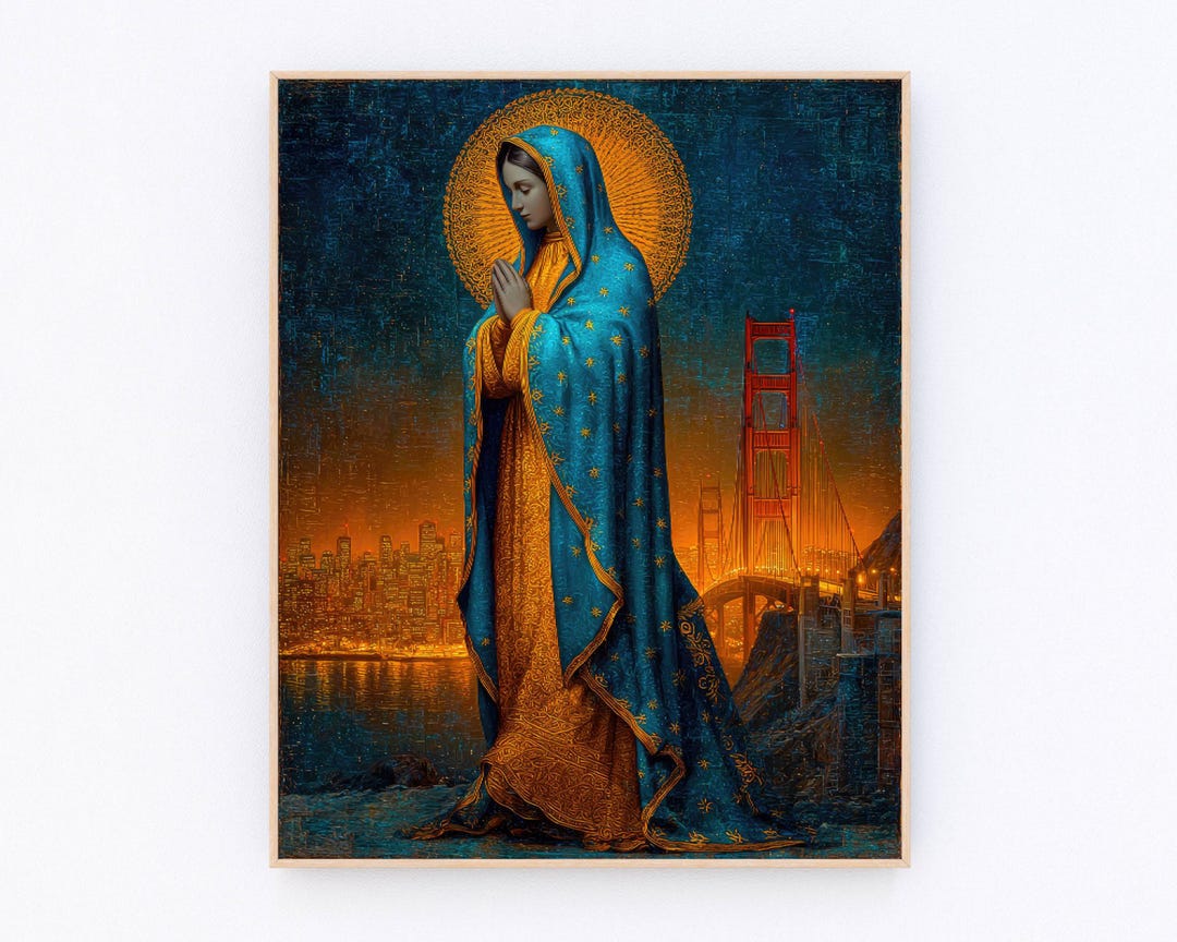 Blessed Virgin Mary Oil Painting Mary's Silent Blessing Catholic Print ...