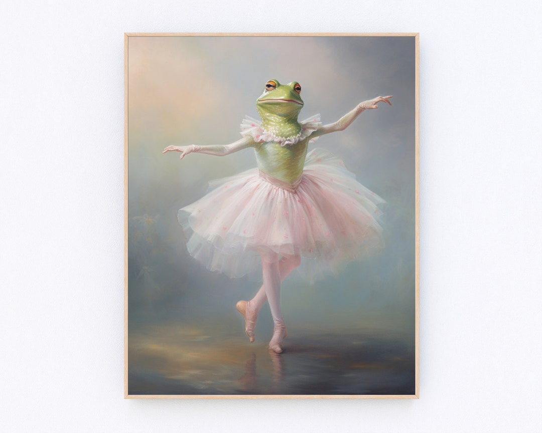 Retro Dancing Frog Painting Ballet Frog Art Print Funny Frog Poster Can ...