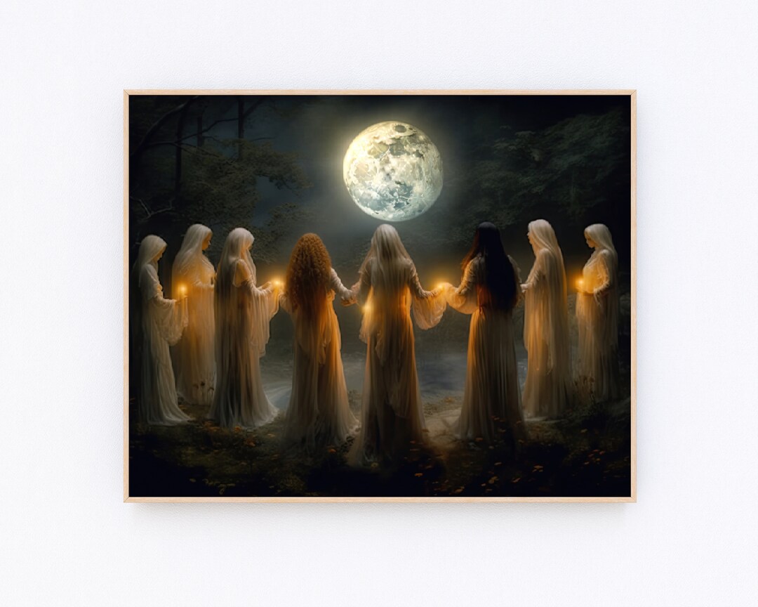 Moon Calling Magic Witchy Ritual Mythical Wall Art Set 2 Witch Art ...