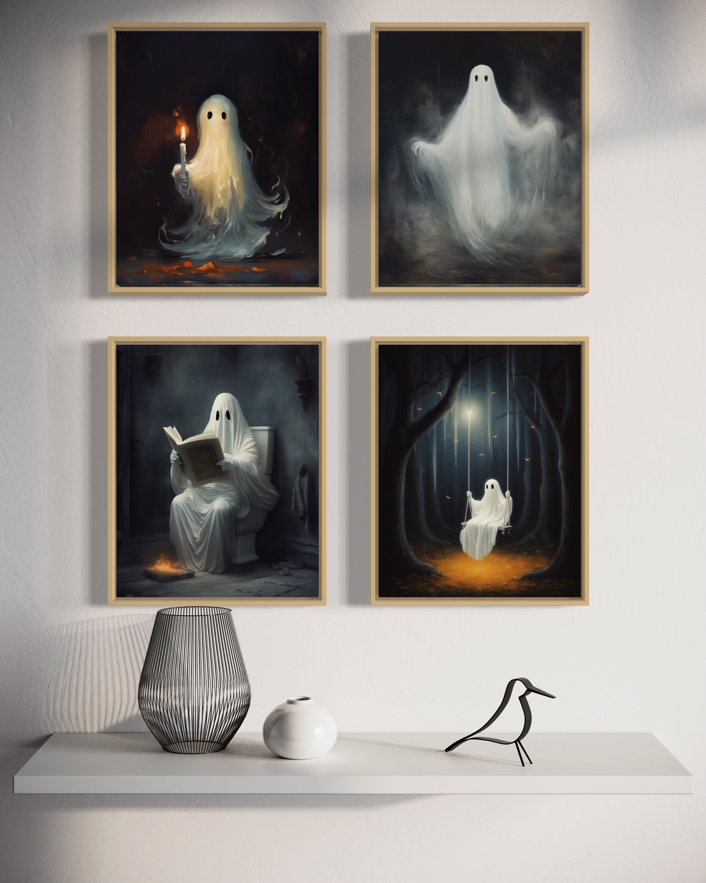 Ghost on Toilet Poster Ghost in Bathroom Print Art Poster - Etsy