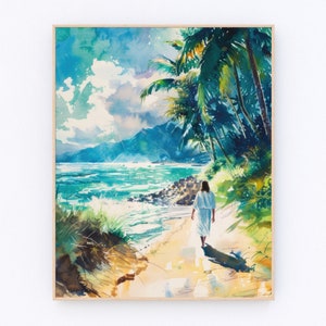 Jesus Walking on Beach Painting Jesus Painting Christian Digital Art ...