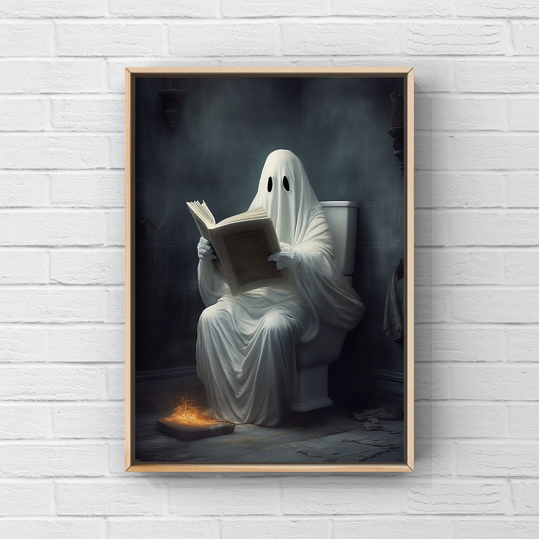 Ghost on Toilet Poster Ghost in Bathroom Print Art Poster - Etsy