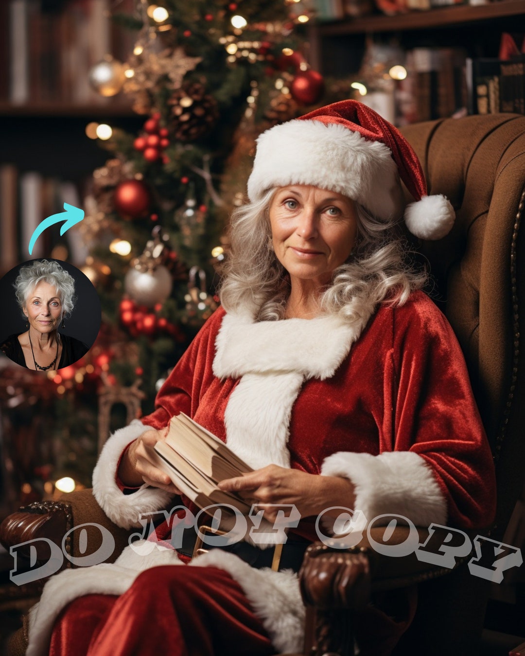 Custom Mrs Santa Claus Portrait Custom Portrait From Photo Santa ...