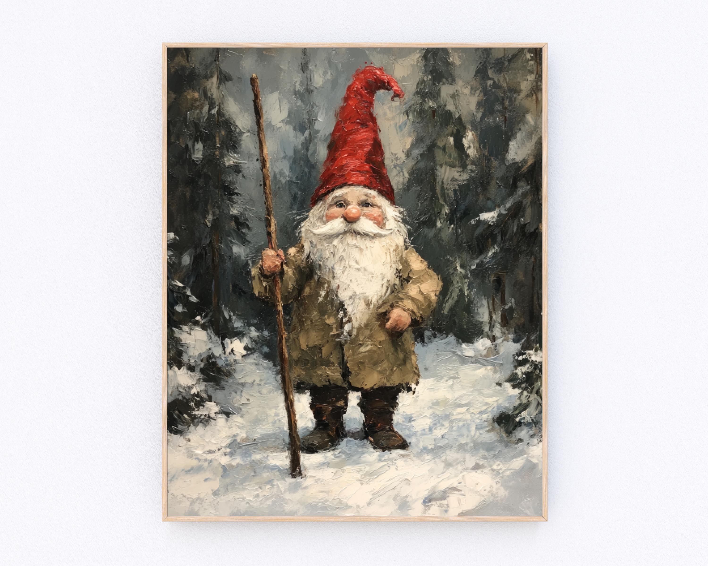 Christmas Elf Painting Santa Clause Painting Retro Christmas Decoration ...