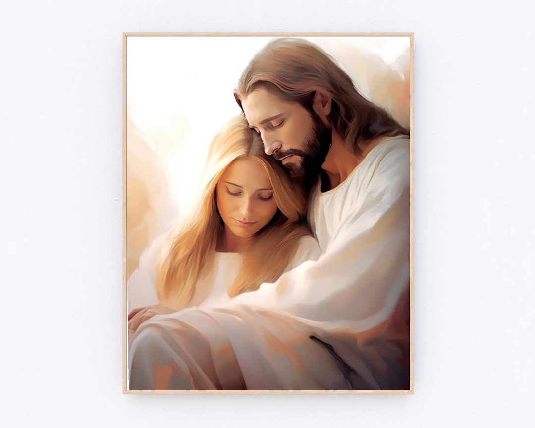 Jesus Embracing Woman Painting Arms of Mercy Wall Art Christian Digital ...