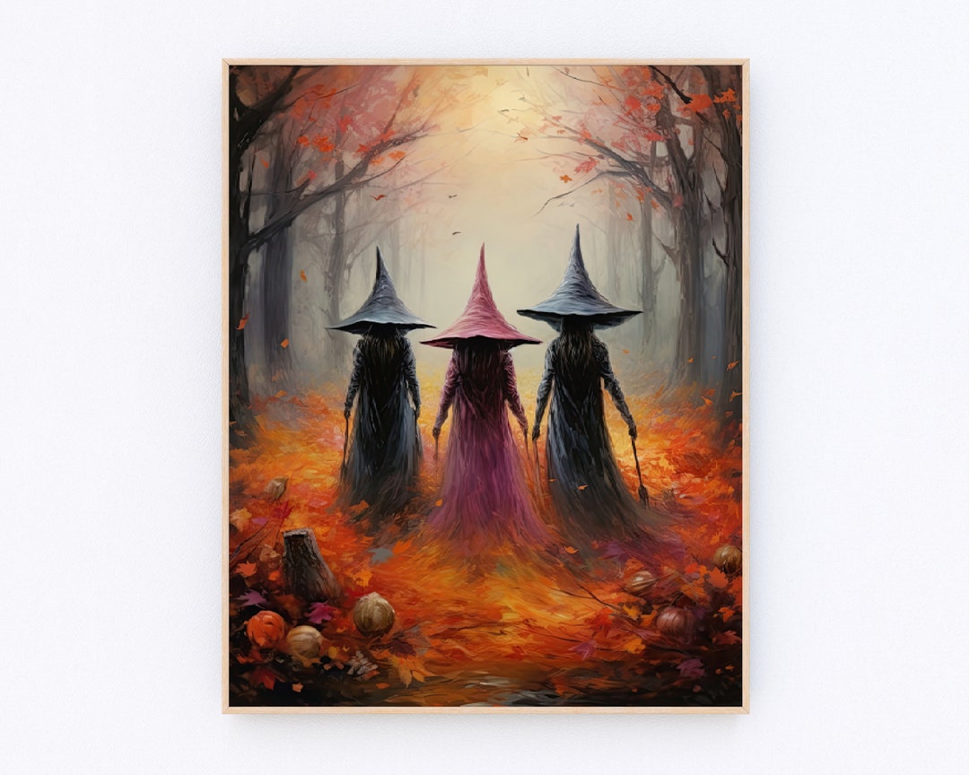 Witches Haunted in Flower Field Mystical Witch Walking in Forest Witch ...