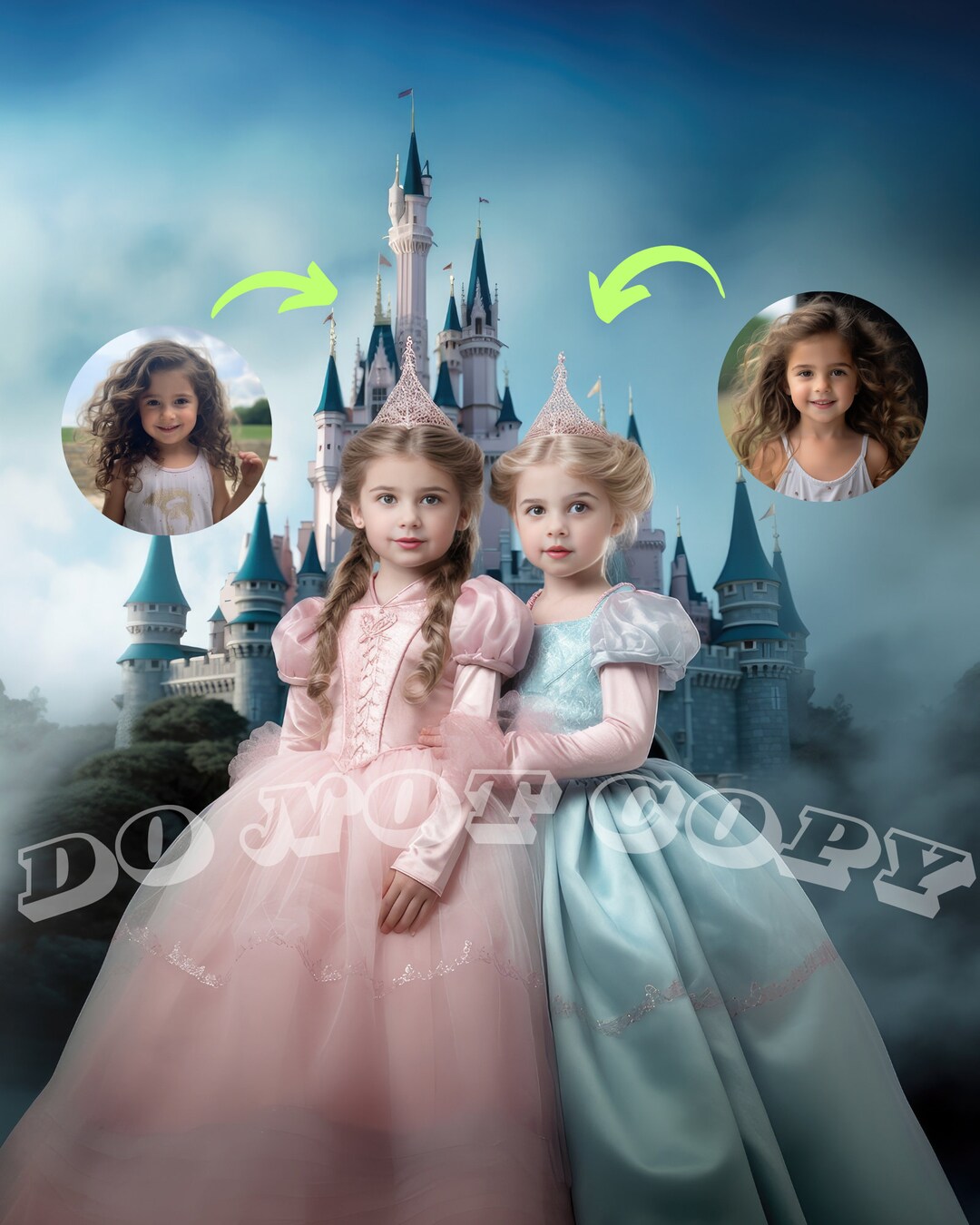 Custom Princess Portrait for Sisters Portrait From Photo Royal Portrait ...
