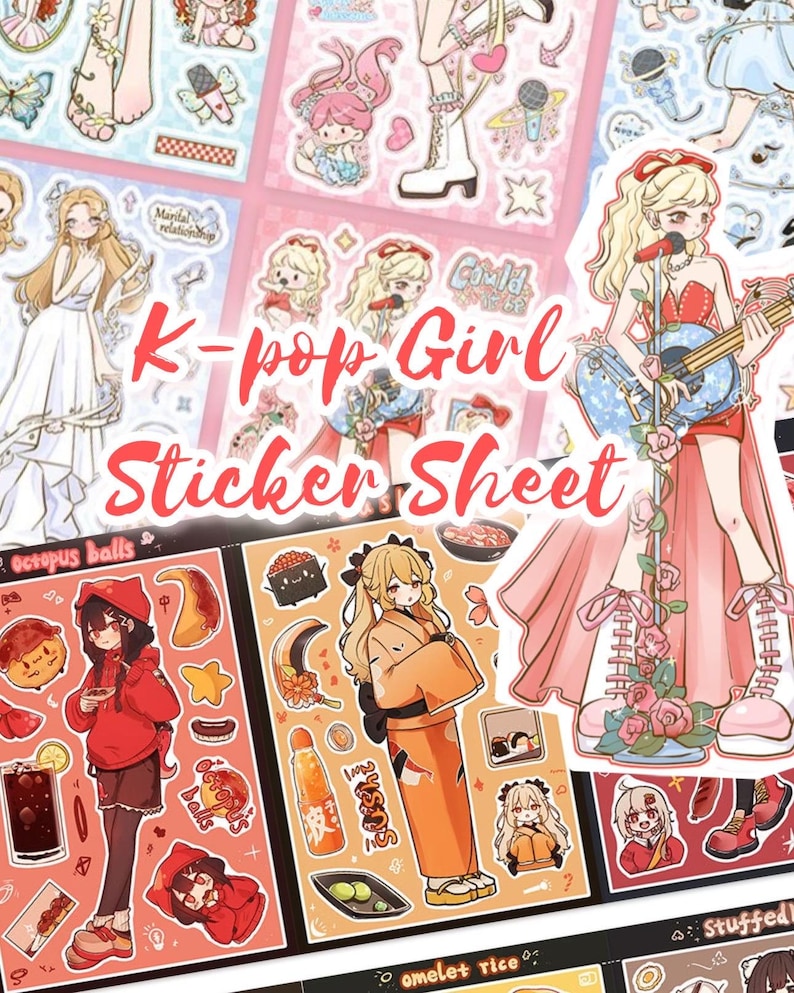 Kpop Sticker Sheet, Kawaii, Manga Anime Girl, Blind Box, Mystery Grab ...
