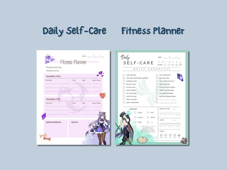 Genshin Impact Planner Set, Weekly, Daily, Habit Tracker, Budget, Timetable, Venti, Diluc ...
