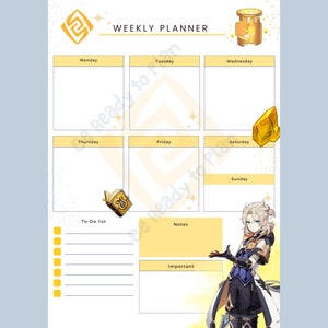 Editable/printable Genshin Impact Weekly Planner, Get Organized ...