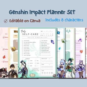Genshin Impact Planner Set, Weekly, Daily, Habit Tracker, Budget ...
