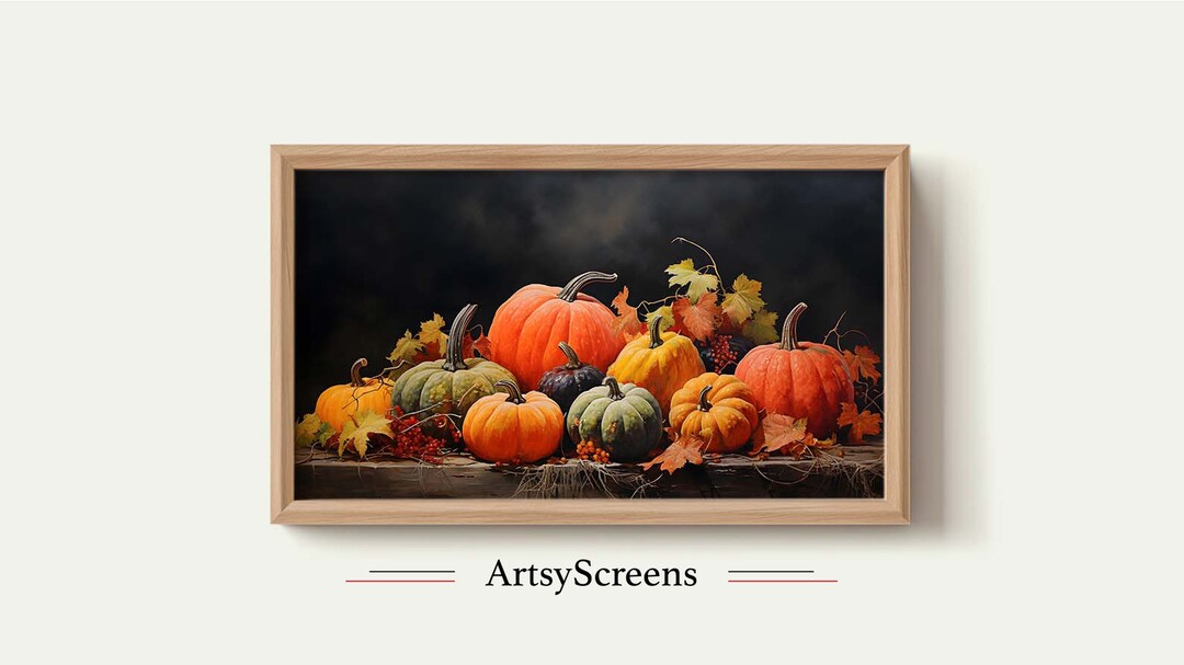 Samsung Frame TV Art, Realistic Painting of Pumpkins, JPG, Still Life ...