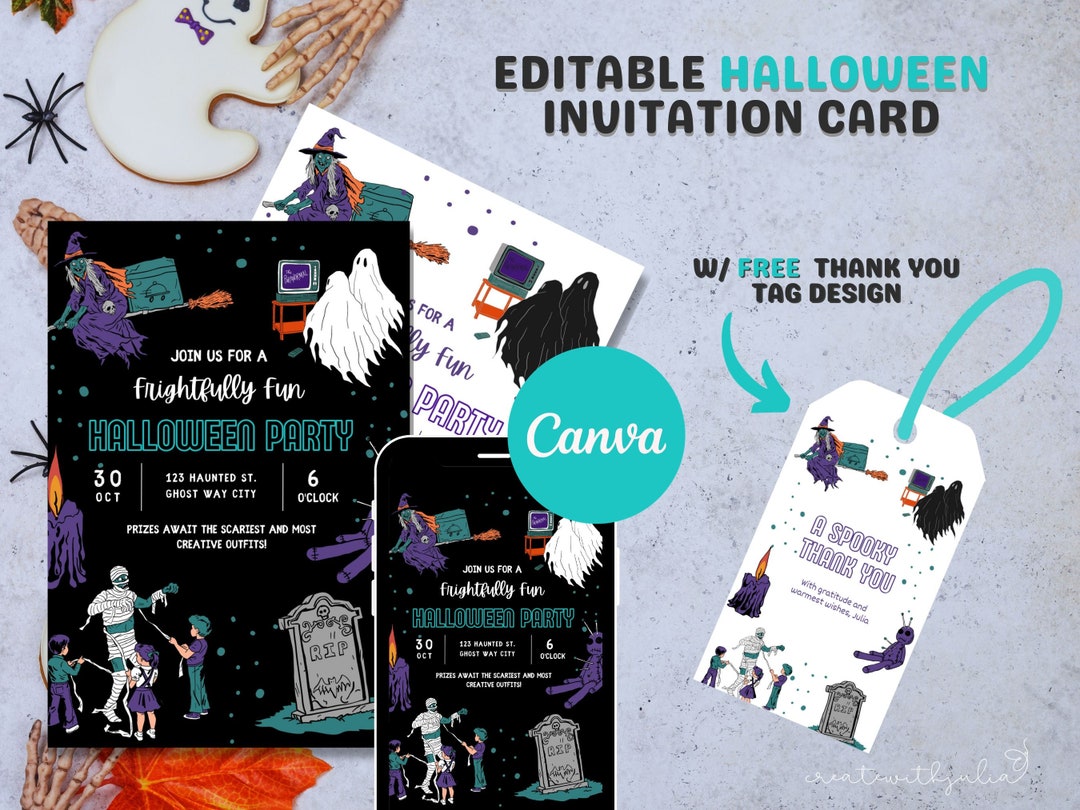 Editable Halloween Party Invitations Spooky Card Scary - Etsy