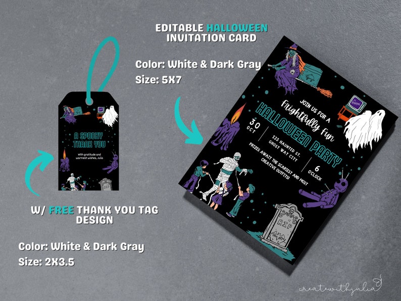 Editable Halloween Party Invitations Spooky Card Scary - Etsy