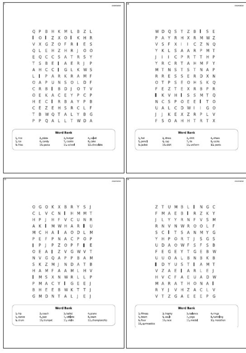 Word Search Puzzle Printable Worksheets Kindergarten Kids - Etsy