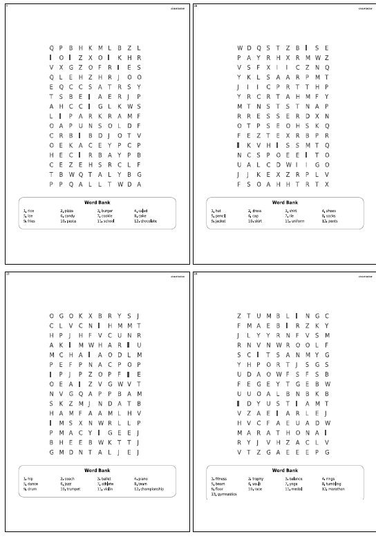 Word Search Puzzle Printable Worksheets Kindergarten Kids Preschool 60 ...