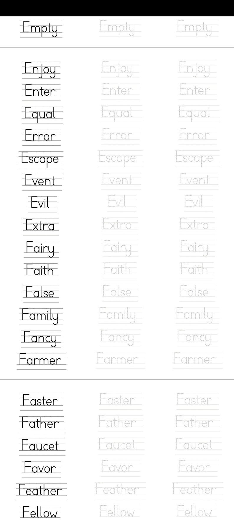 Trace the Words Printable Worksheet 1280 Words 92 Pages Alphabetical, A ...