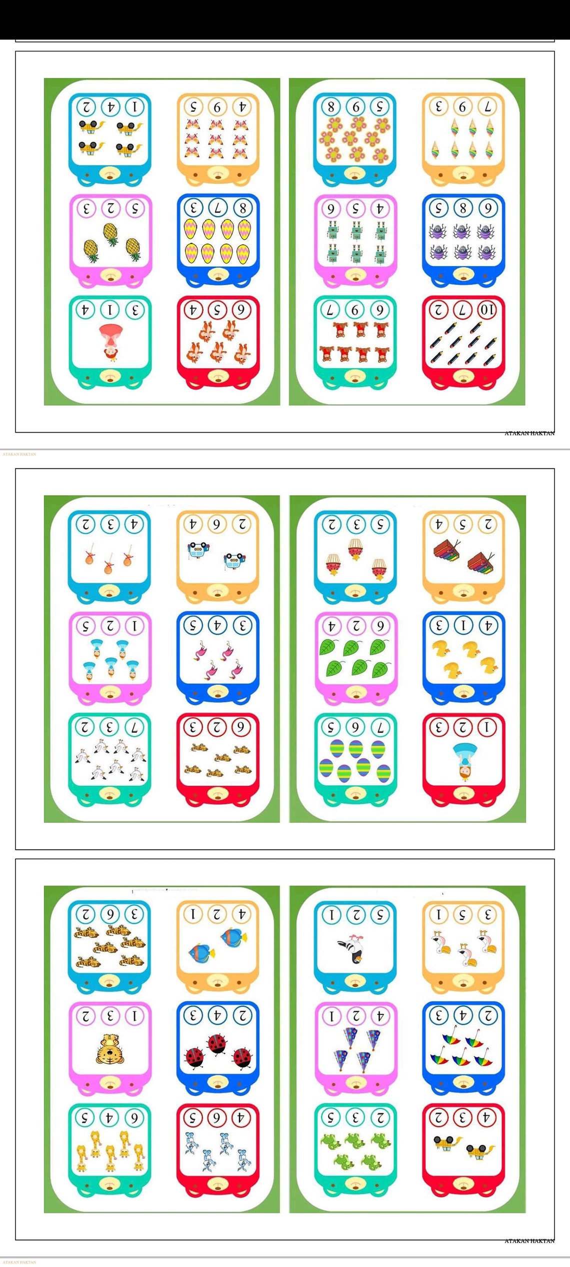 Counting Printable Objects, How Many There Are Worksheet, Kindergarten ...