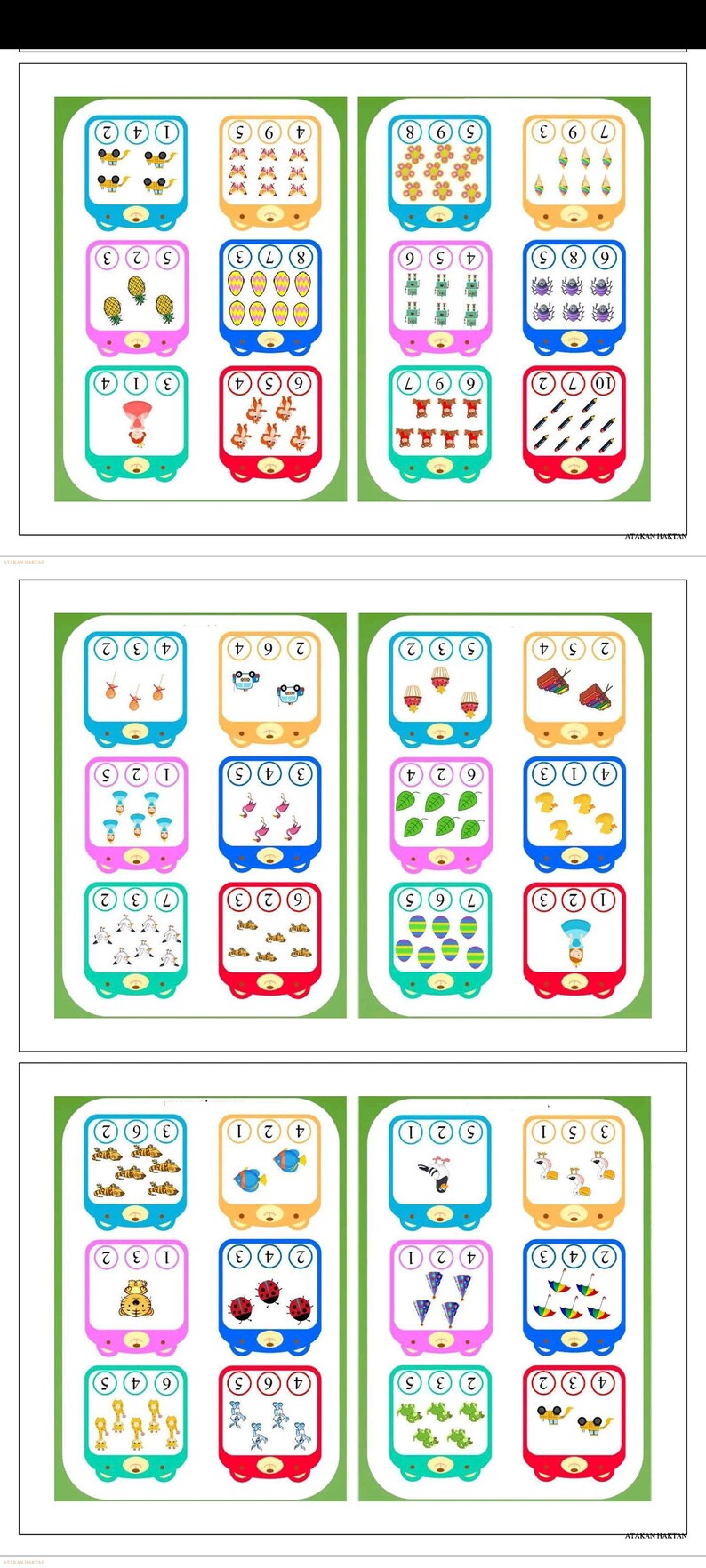 Counting Printable Objects, How Many There Are Worksheet, Kindergarten ...