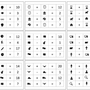Emoji Number Addition and Subtraction Puzzles Printable Worksheets Kindergarten Instand Download ...