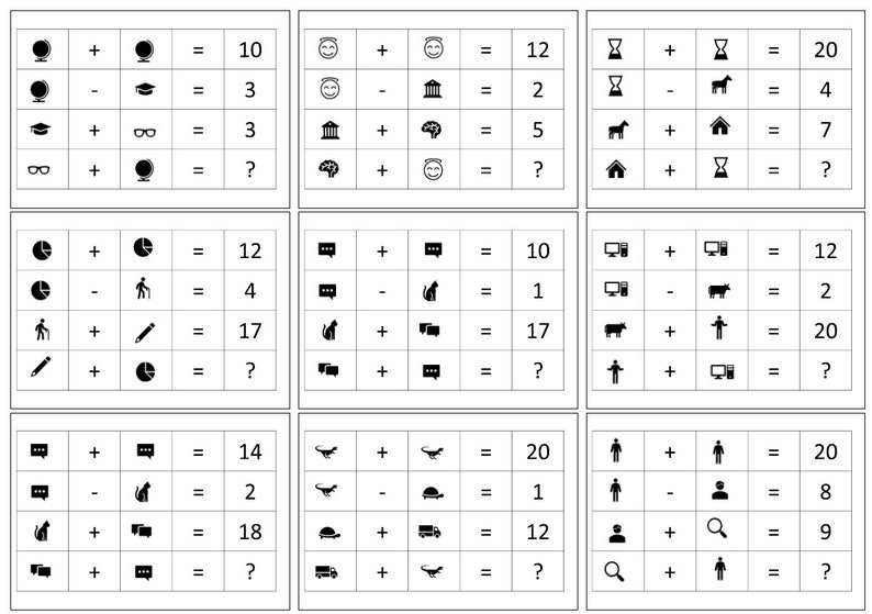 Emoji Number Addition and Subtraction Puzzles Printable Worksheets ...