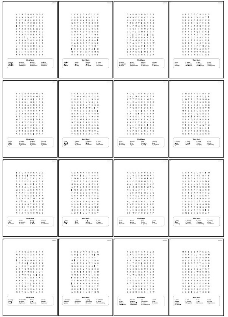 Word Search Puzzle Printable Worksheets Kindergarten Kids - Etsy