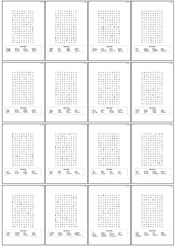 Word Search Puzzle Printable Worksheets Kindergarten Kids Preschool 60 ...