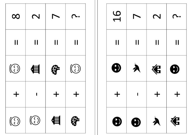 Emoji Number Addition and Subtraction Puzzles Printable Worksheets ...
