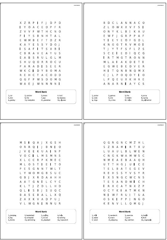 Word Search Puzzle Printable Worksheets Kindergarten Kids Preschool 60 ...