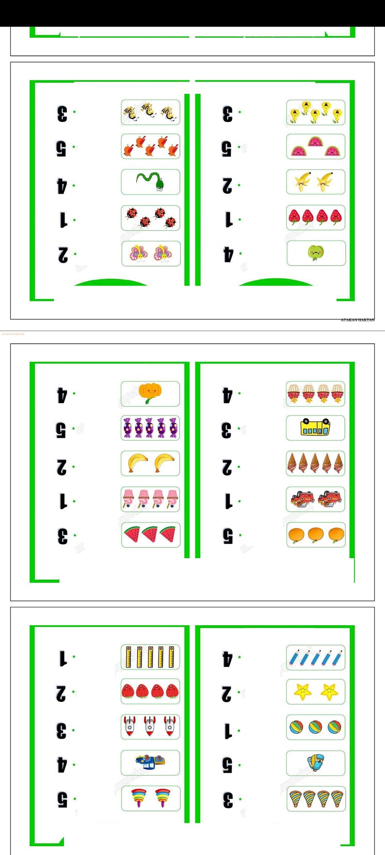 Counting Printable Objects, How Many There Are Worksheet, Kindergarten ...