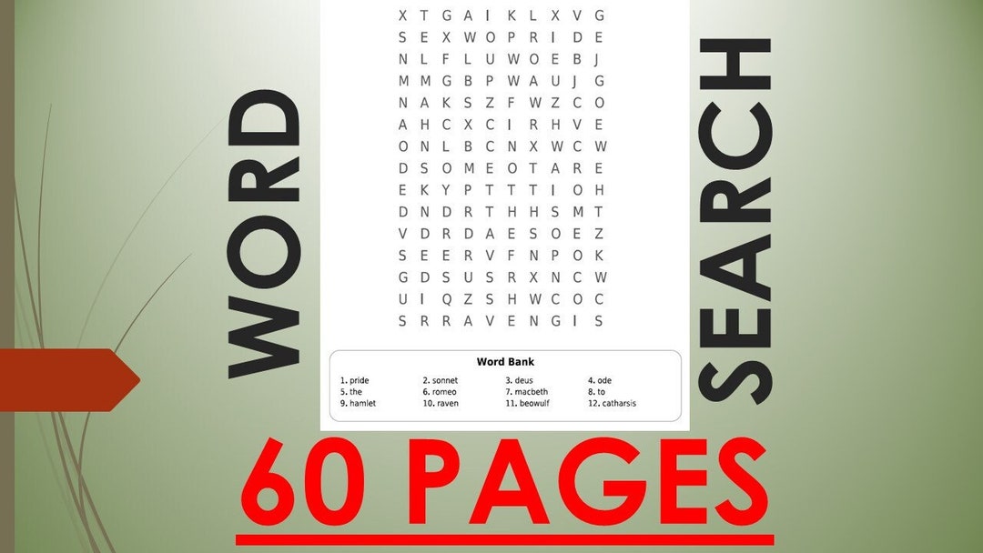 Word Search Puzzle Printable Worksheets Kindergarten Kids Preschool 60 ...