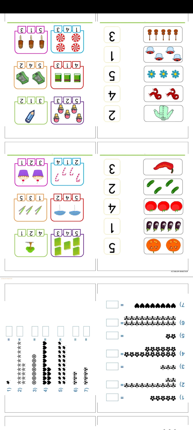 Counting Printable Objects, How Many There Are Worksheet, Kindergarten ...