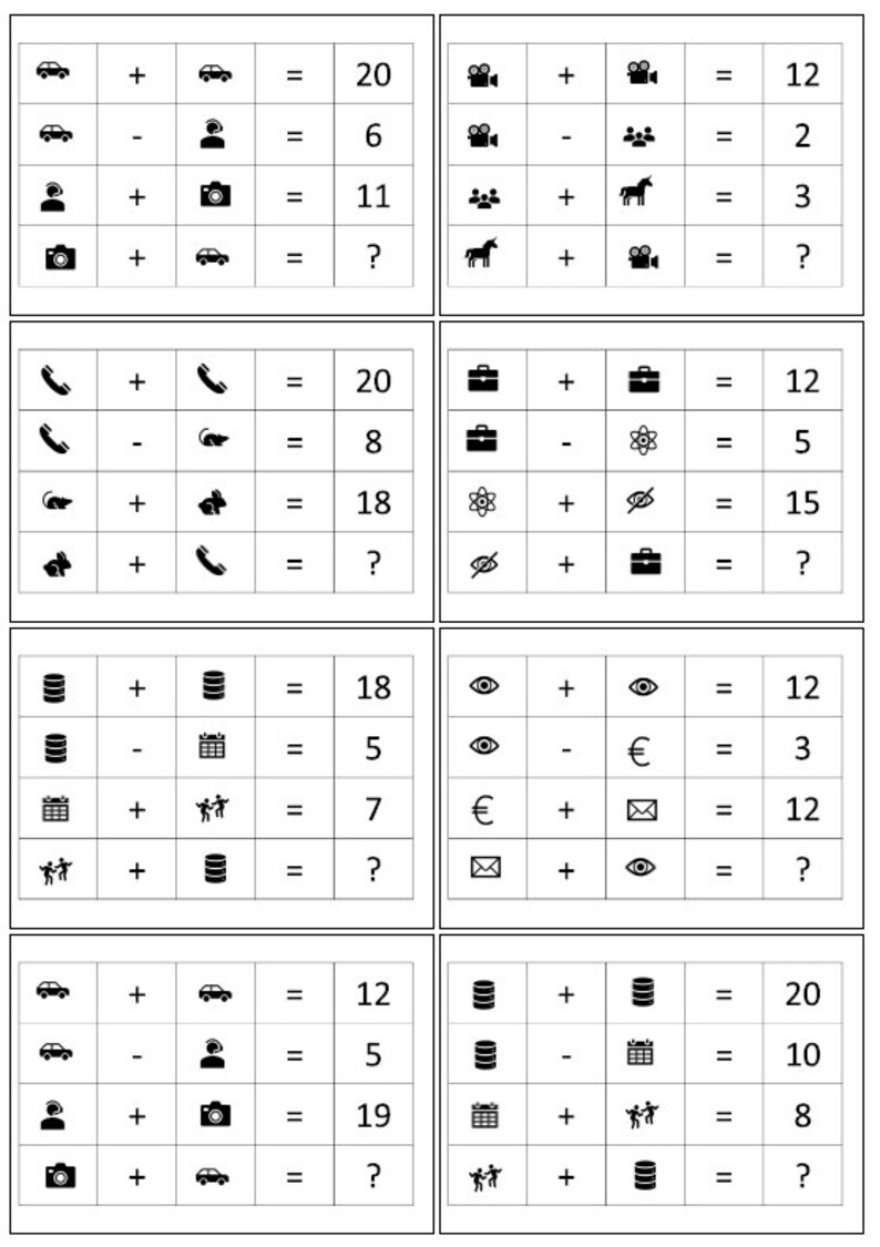 Emoji Number Addition and Subtraction Puzzles Printable Worksheets ...