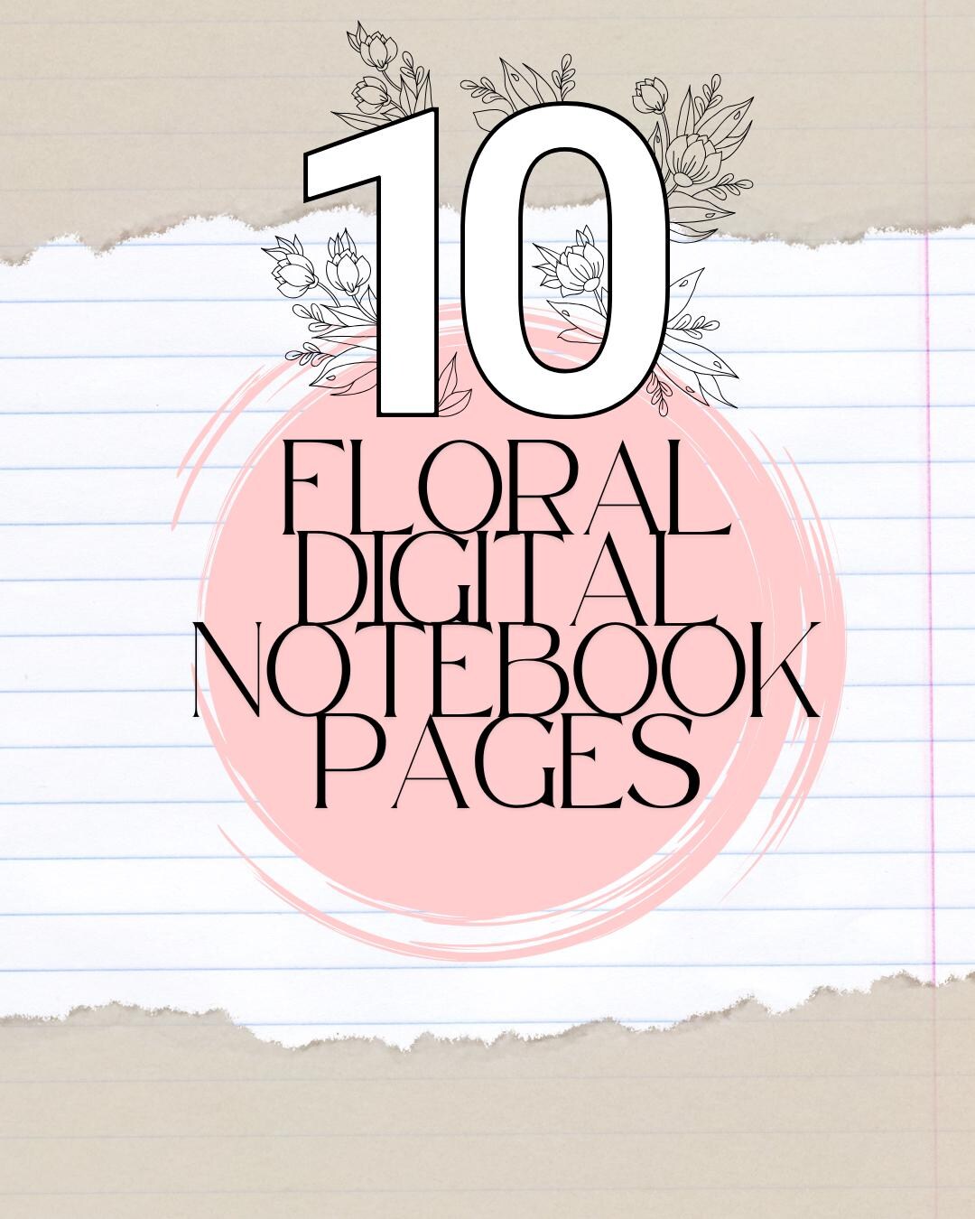 10 Unique Lined Digital Notebook Journal Pages With Boho Floral Pattern ...