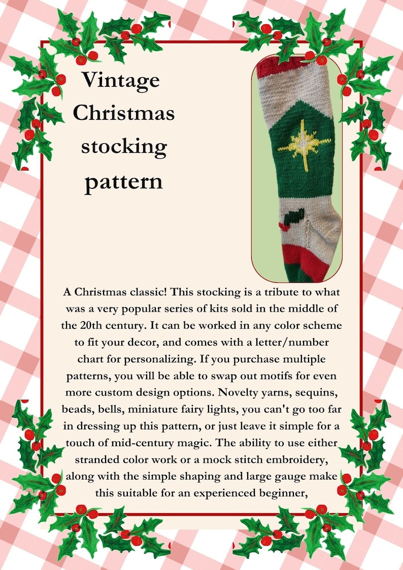 Vintage Christmas Stocking Pattern- Star-knit Version - Etsy