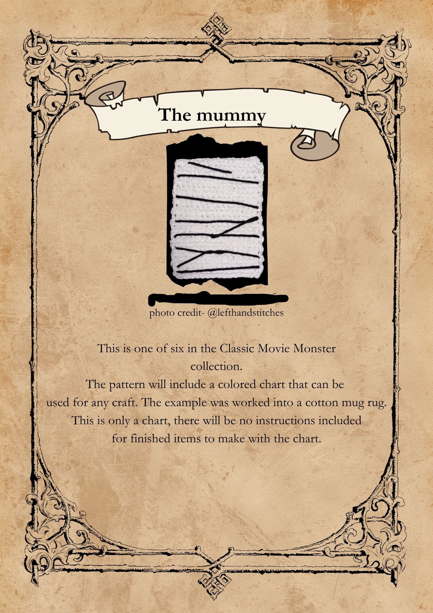 The Mummy- Classic Movie Monster Chart, Knit, Crochet, Cross Stitch ...