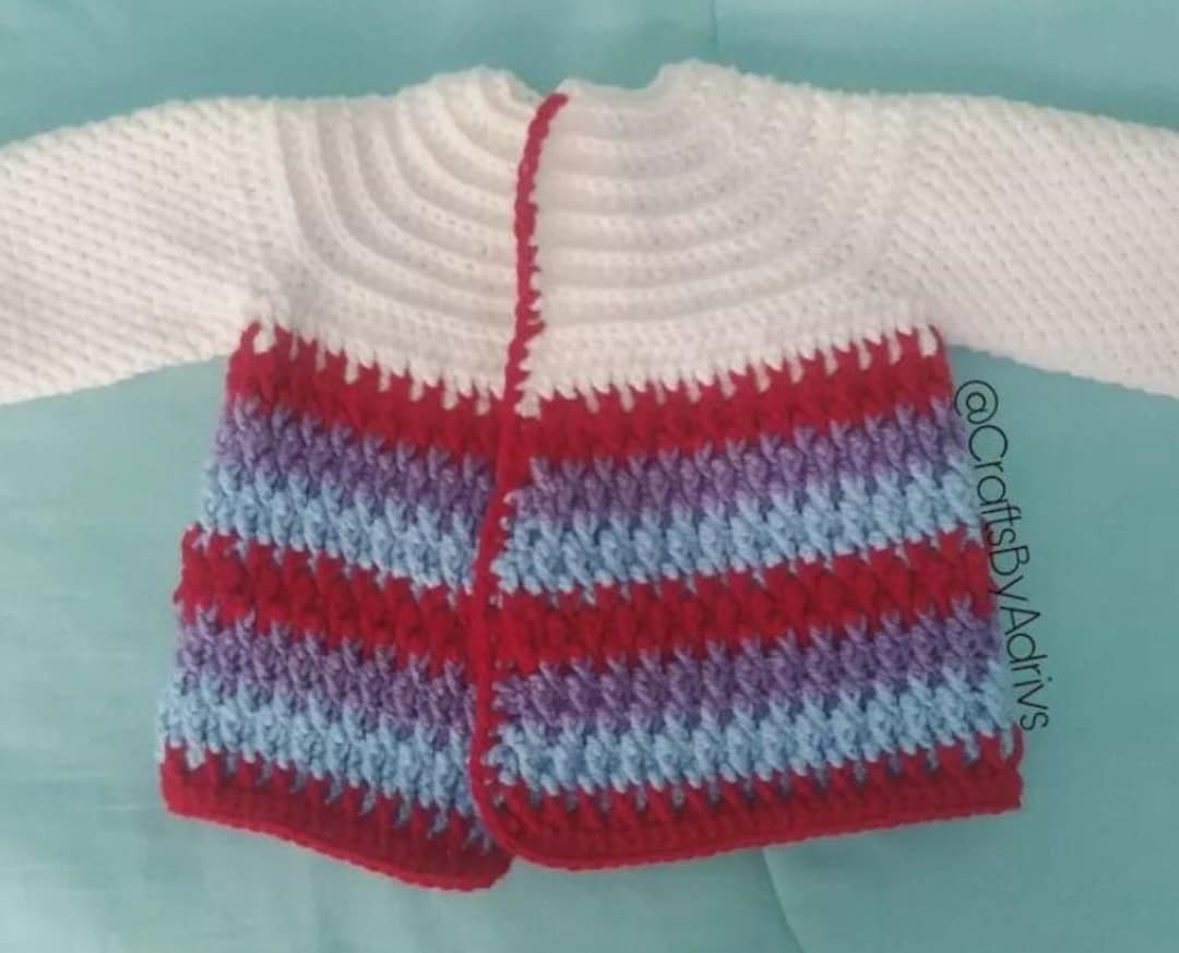 Pheobe-crochet Seamless Top Down Baby Sweater Pattern , New Baby Shower ...