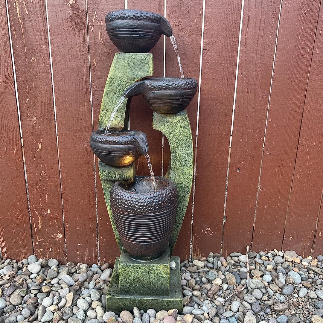 40 H Modern Outdoor Fountain 4 Crocks Outdoor Garden - Etsy