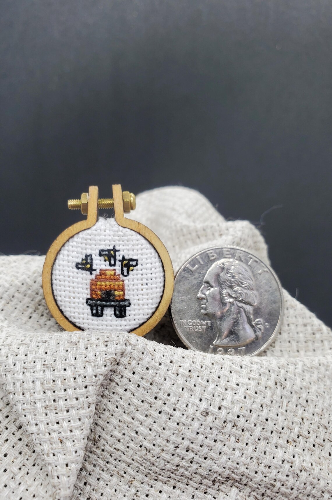 Beehive & Bees Micro Cross Stitch - FINISHED - Etsy