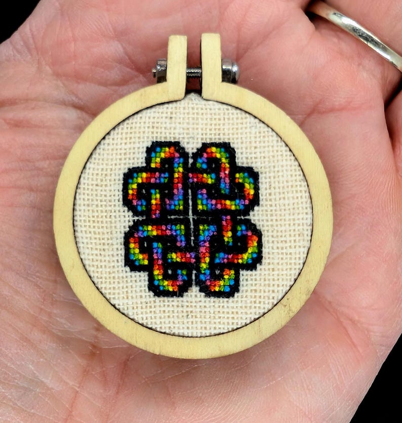 Rainbow Celtic Knot Micro Cross Stitch - FINISHED PROJECT - Etsy