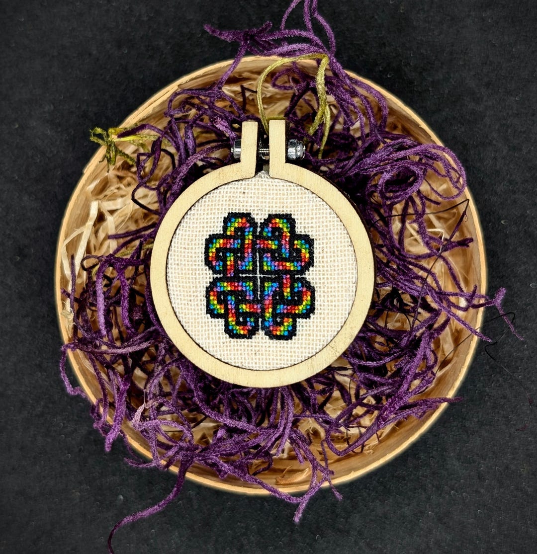 Rainbow Celtic Knot Micro Cross Stitch - FINISHED PROJECT - Etsy