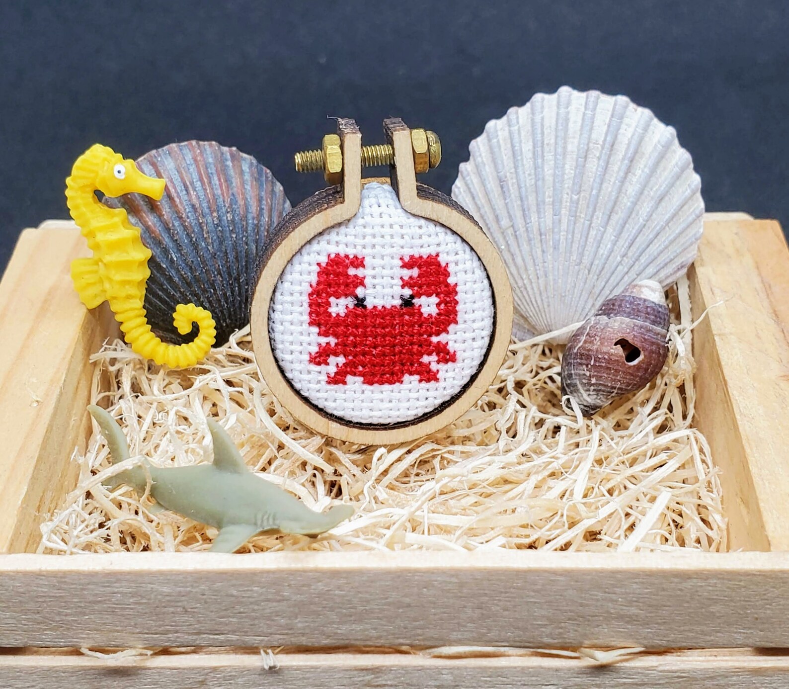 Crab Micro Cross Stitch - FINISHED PROJECT - Etsy