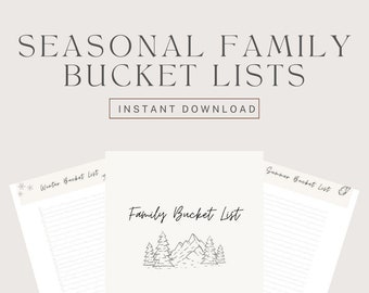 Printable Seasonal Bucket List Value Pack of 4 Seasonal To-do Lists - Etsy