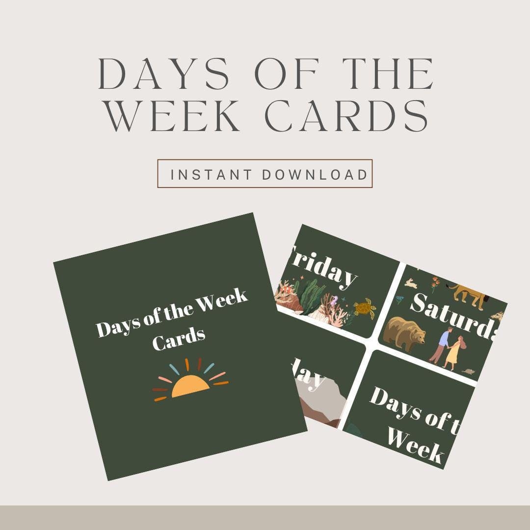 Days of the Week Cards - Etsy