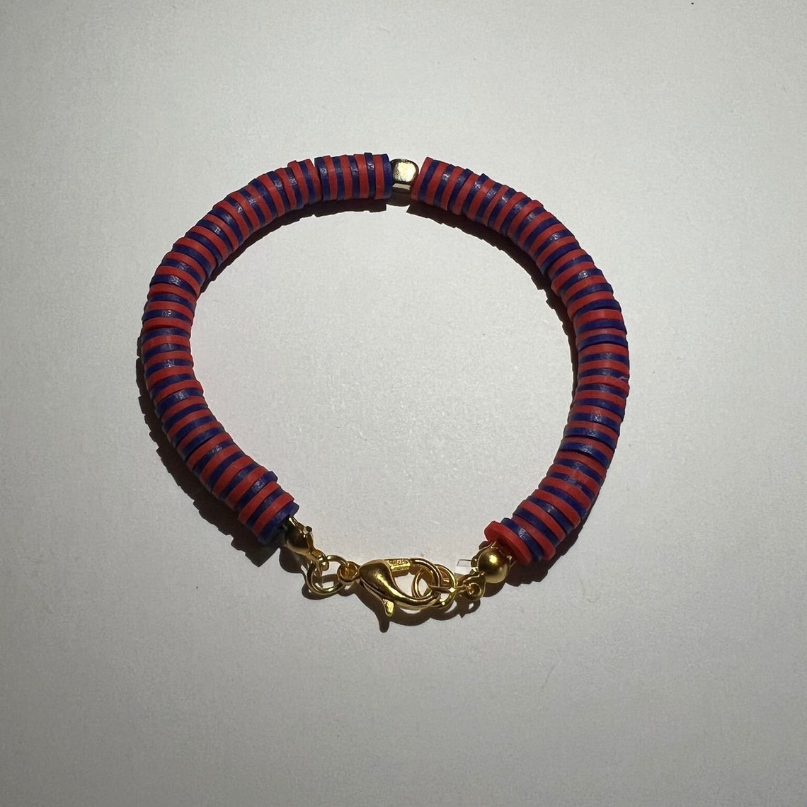 Blue and Red Clay Bead Bracelets - Etsy