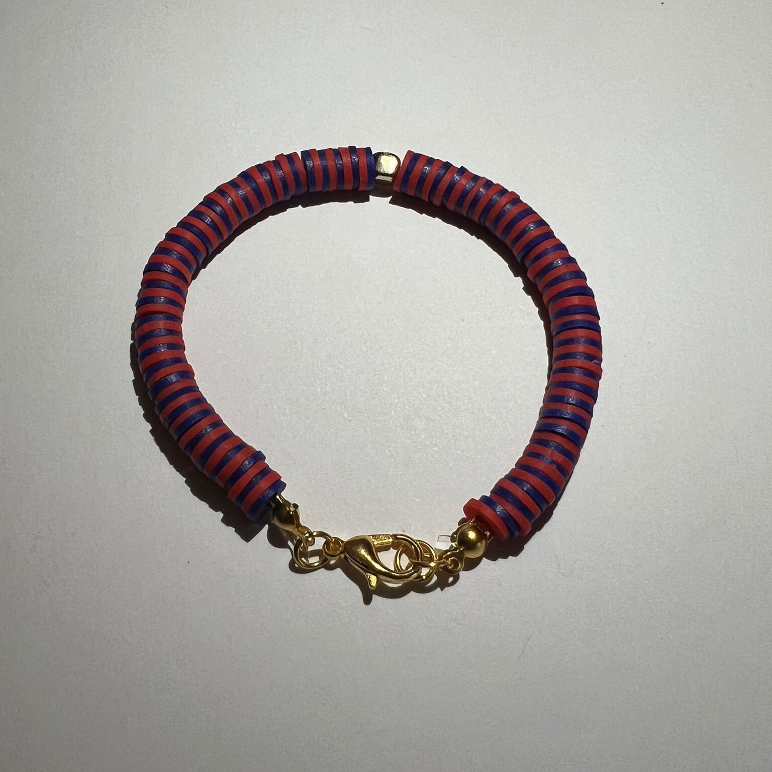 Blue and Red Clay Bead Bracelets - Etsy